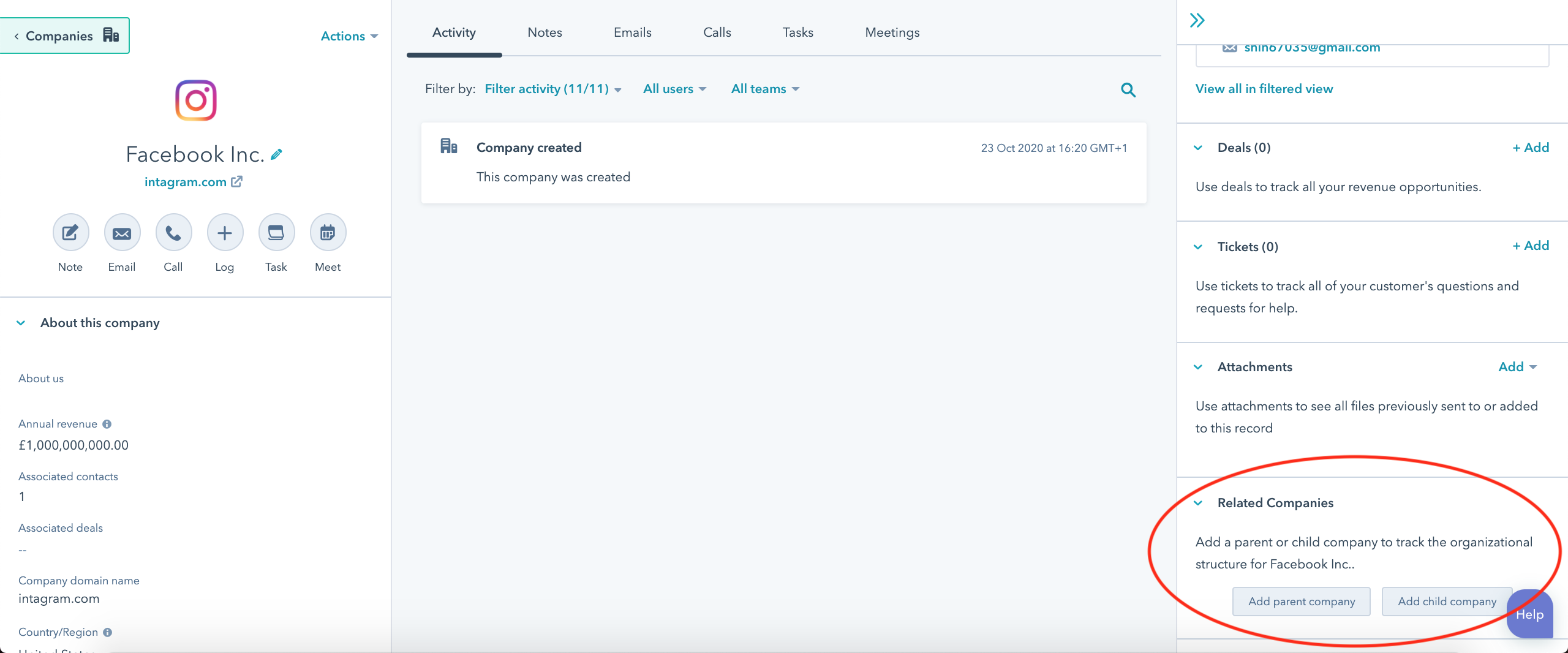 How to create parent-child companies in HubSpot